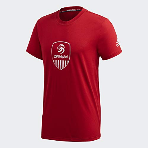 adidas Men's USA Volleyball Short Sleeve Tee Aeroready Team Power Red Large