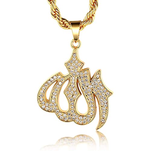 Allah God Muslim Islamic Gold Plated Brass Locket Pendant For Men Women Boys Girls