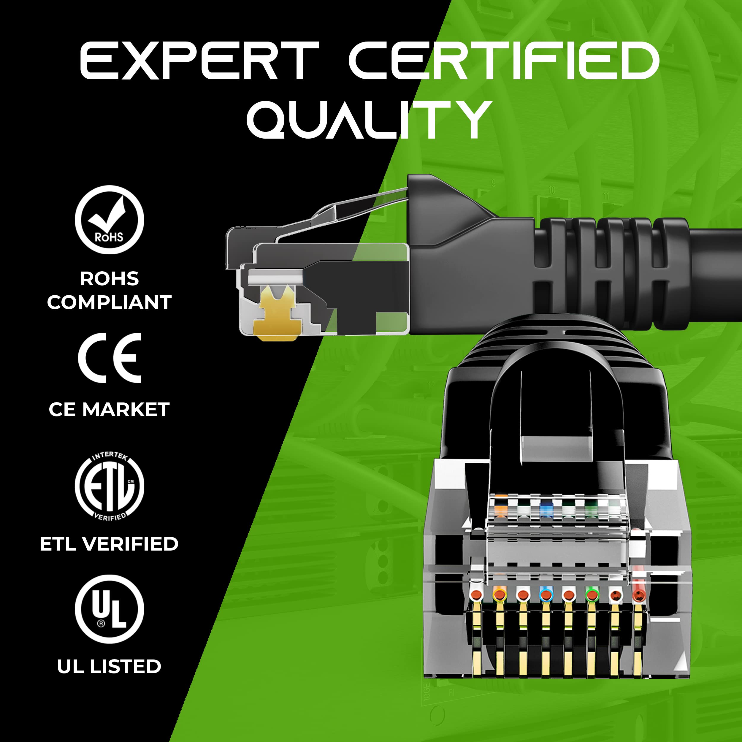 GEARIT 24-Pack, Cat5e Ethernet Patch Cable 3 Feet - Snagless RJ45 Computer LAN Network Cord, Black