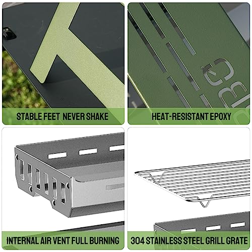 Barbecue Grill,Portable Charcoal Foldable Grill, Small Grills Outdoor Cooking for Travel, Camping Smoker BBQ Grill, Stainless Steel Table Top Grill Charcoal for Outdoor Cooking,Camping,Backyard Barbecue。