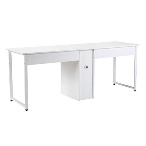 APERSUN Home Office 2-Person Desk - Large Double Computer Desk Workstation Storage & Cabinet, Writing Table Desk for Home Office - White