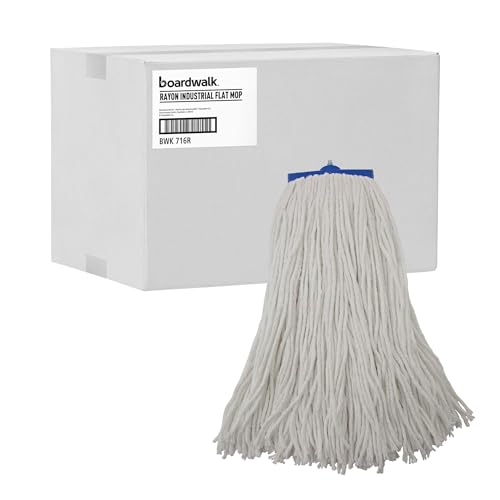 Boardwalk Cut-End Lie-Flat Wet Mop Head, Rayon, 16oz, White, 12/Carton