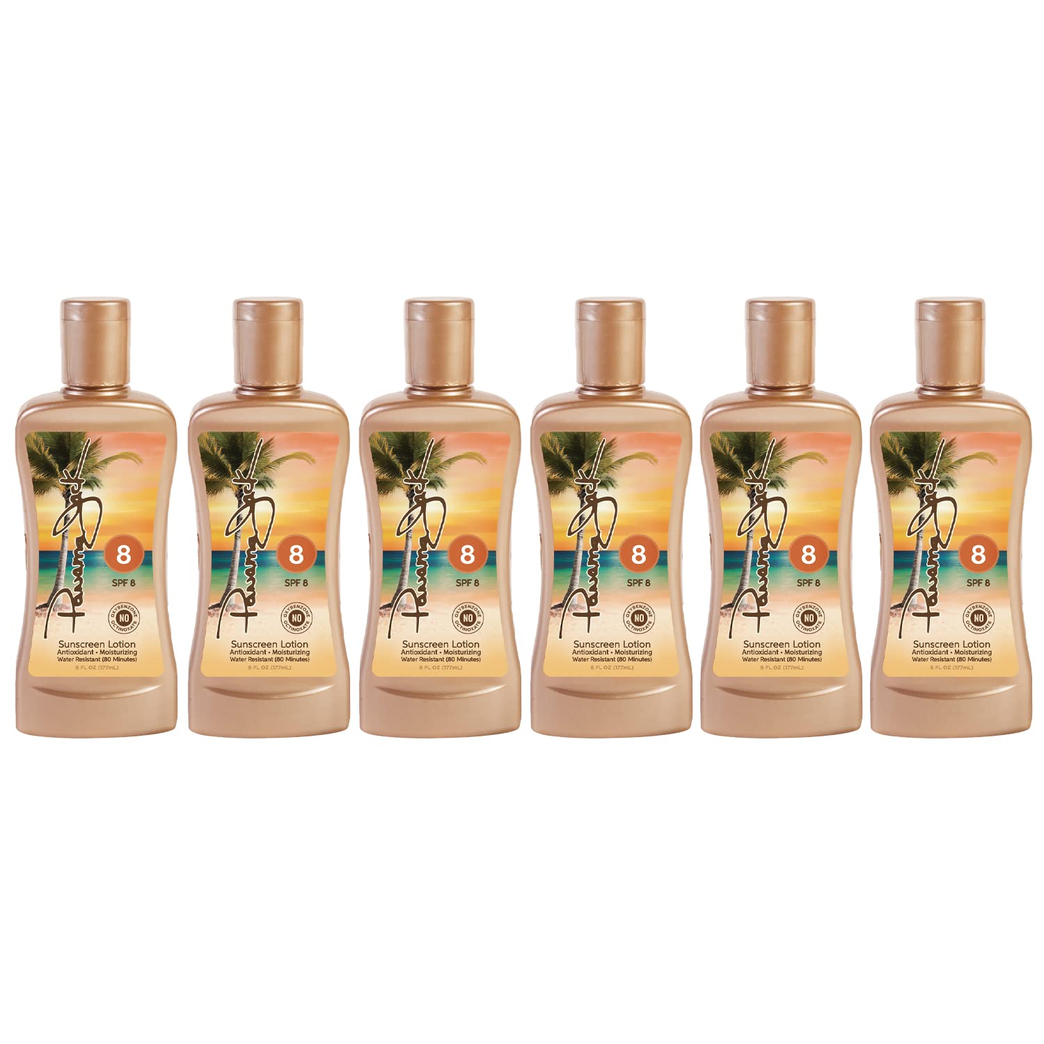 Panama Jack Sunscreen Tanning Lotion - SPF 8, PABA, Paraben, Gluten & Cruelty Free, Antioxidant Moisturizing Formula, Water Resistant (80 Minutes), 6 FL OZ
