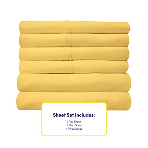King Size Bed Sheets - 6 Piece 1500 Supreme Collection Fine Brushed Microfiber Deep Pocket King Sheet Set Bedding - 2 Extra Pillow Cases, Great Value, King, Yellow