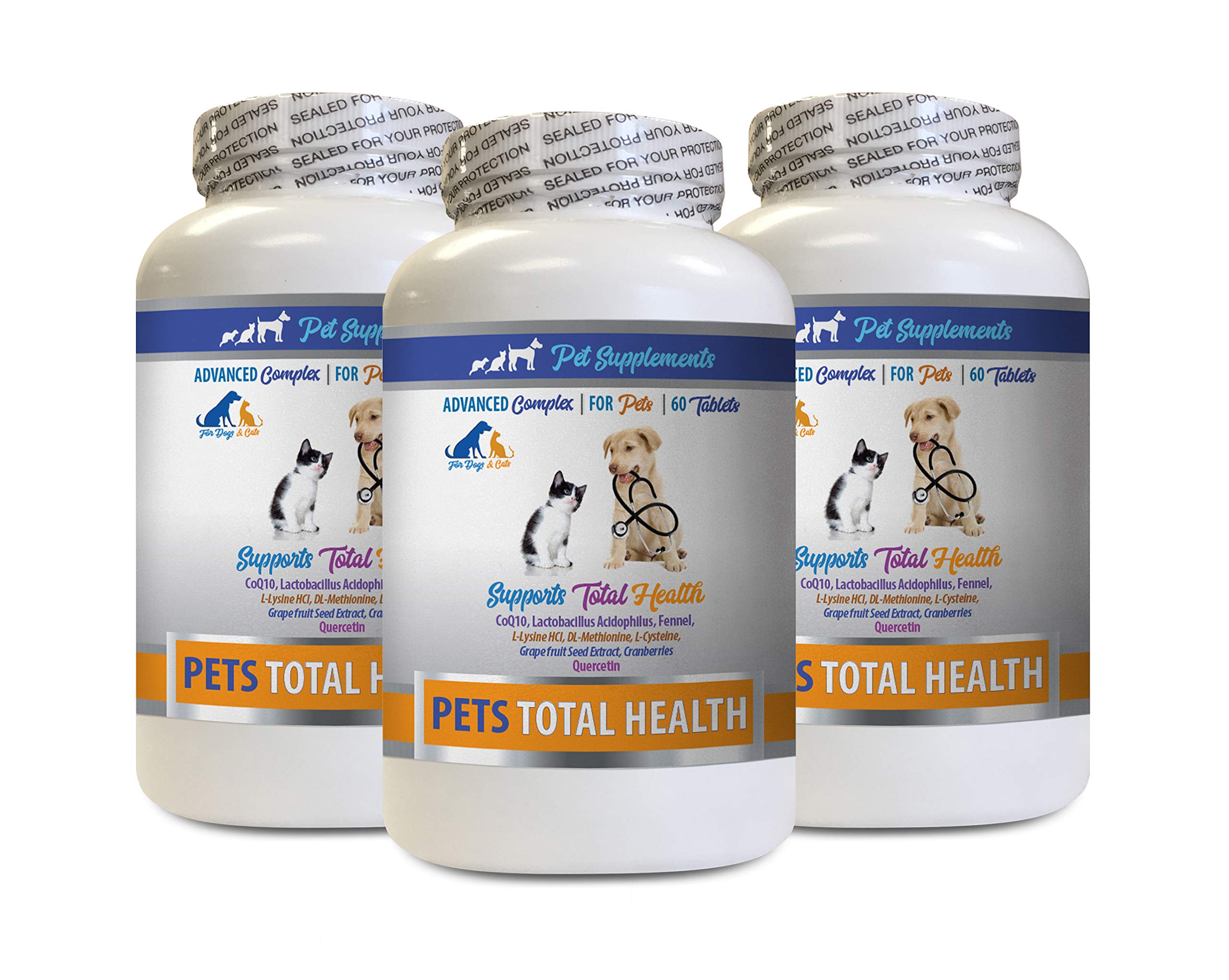 cat Breath freshener - Pets Total Health Support - for Dogs and Cats - Healthy Joints Eyes Teeth Hair Skin - cat Urinary Tract Treats - 3 Bottles (180 Tablets)