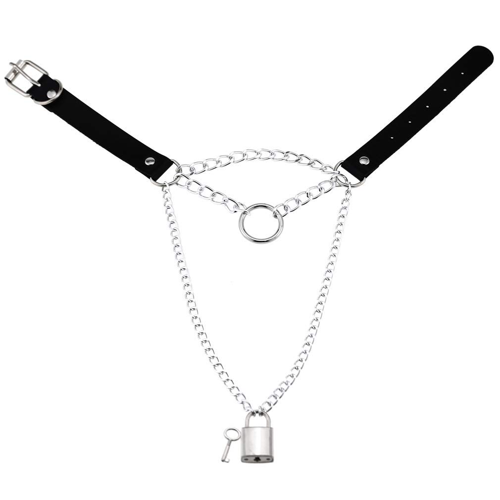 AWESE Adjustable Lock Leather Choker,Punk Rock PU Choker Necklace Goth Soft Choker Collar Chain for Women Girls Cosplayer
