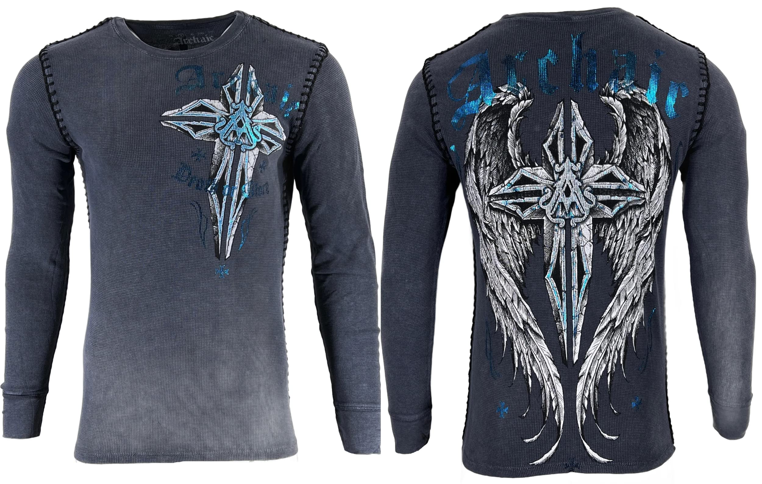Archaic by Affliction Men's Thermal Shirt Feral Gray L
