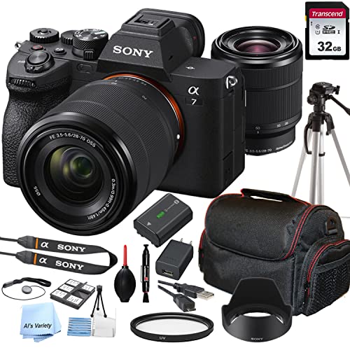 Sony a7 IV Mirrorless Digital Camera with 28-70mm Lens, 32GB Card, Tripod, Case, and More (21pc Bundle)