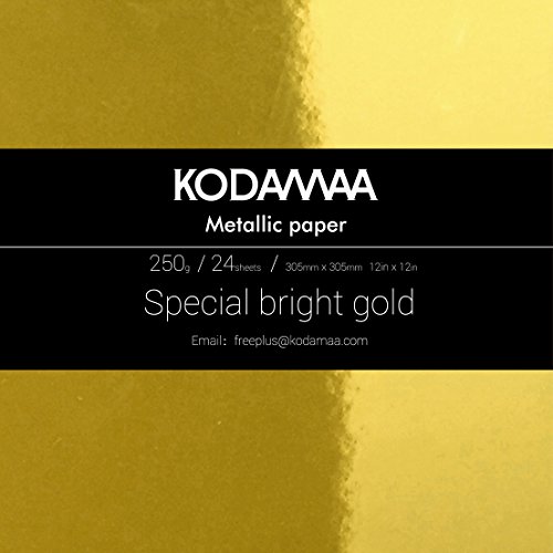 KODAMAA 12âx12âSquare Art Craft Gold/Silver Cardstock, Multipurpose Shimmer Metallic Paper Perfect for Festival Crafting, Party Decoration, Gift Packaging (24 Sheets) (Bright Gold)