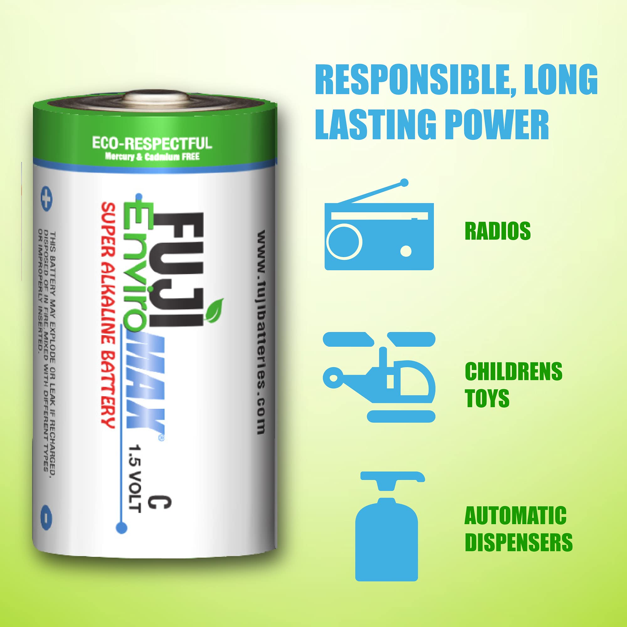 Fuji Enviromax 4200BP2 EnviroMax C Super Alkaline Batteries, 2 pk, White, 2 CT