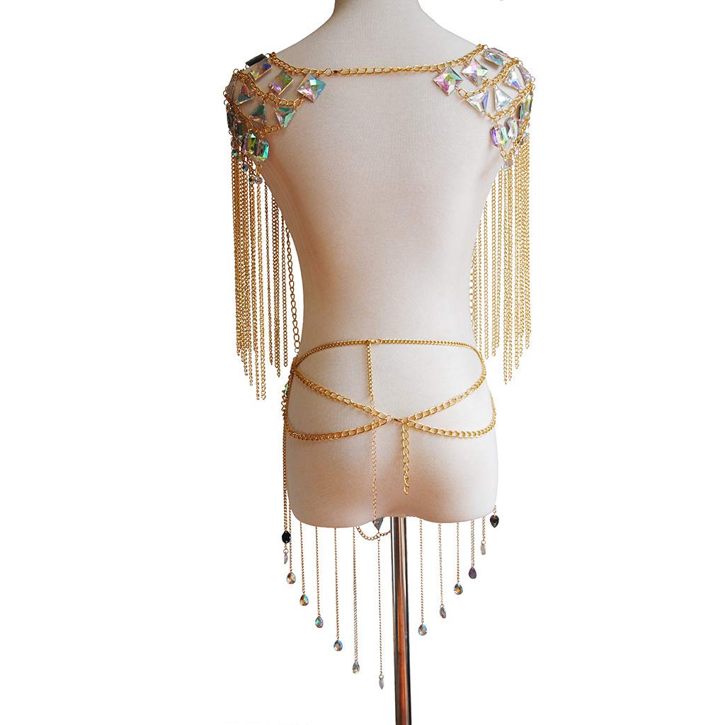 Allison Jennie Beach Sexy Colorful Suit Body Chain Accessories (silvery color)