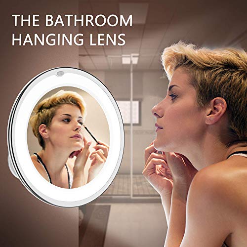 Vimdiff 10X Magnifying Makeup Mirror with Lights, Portable Hand Cosmetic Magnification Lighted Makeup Mirror for Home Tabletop Bathroom Shower and Travel
