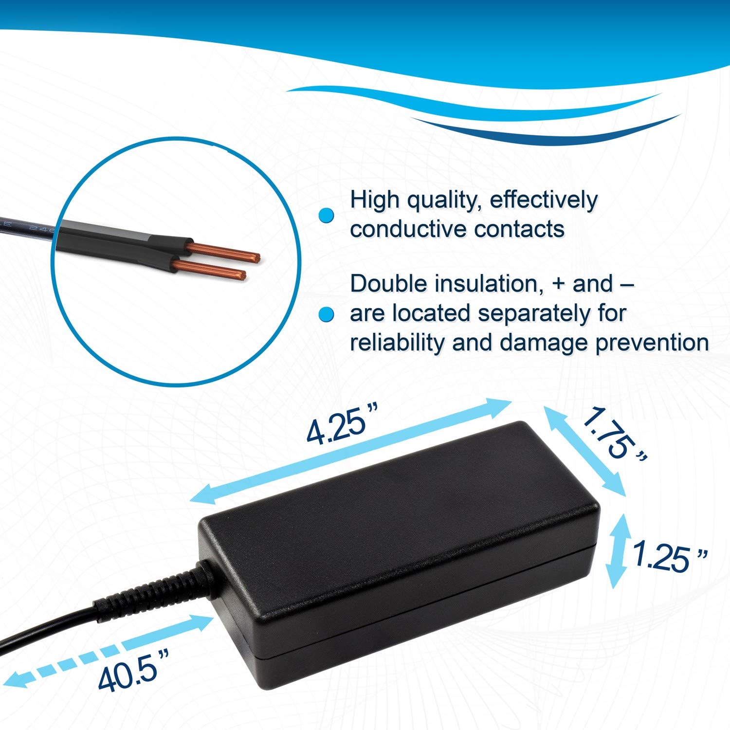 HQRP AC Adapter Compatible with HP Officejet 100 Mobile Printer L411 L411a L 411 411a Cn551ab1h Cn551a#b1h ; 65 Watt Charger Power Supply Cord
