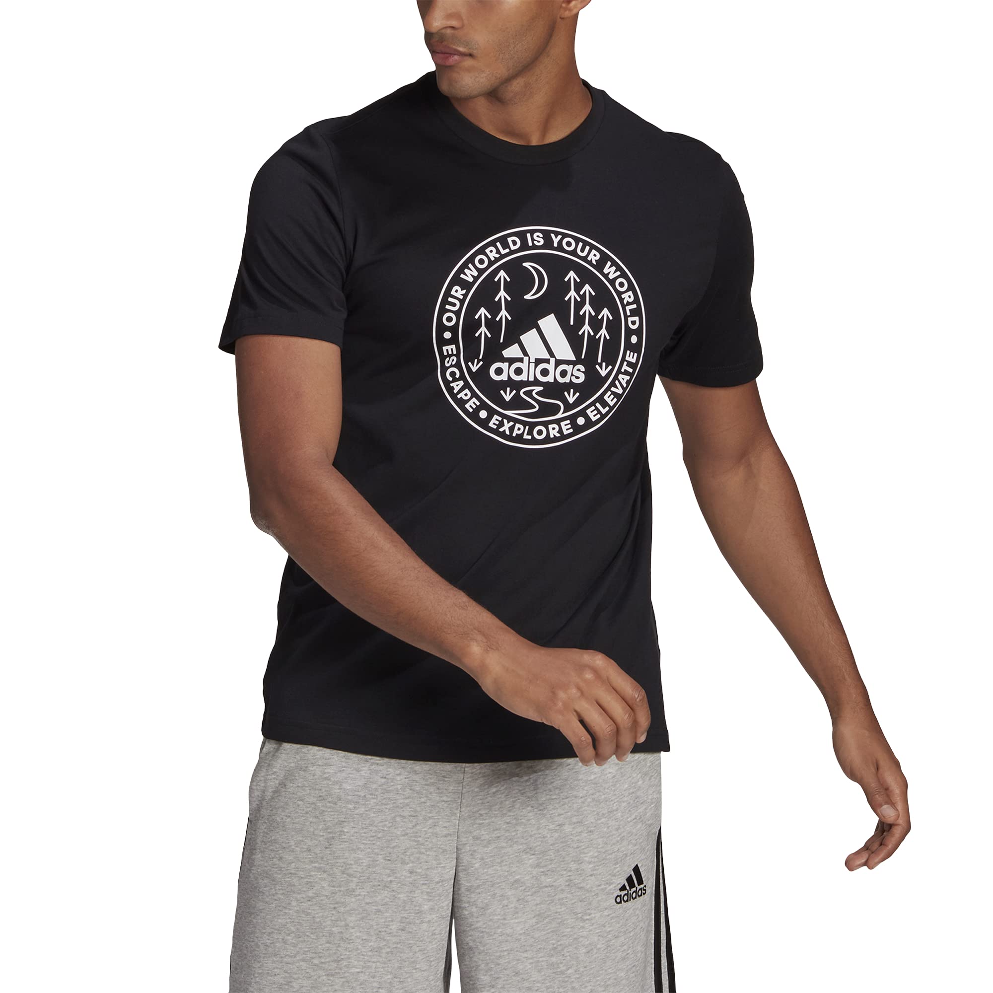 adidas mens Explore Nature Graphic White X-Small