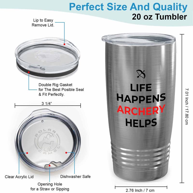Archery Stainless Edition Tumbler 20oz - Archery Helps - Funny Gift For Archery Coach Athlete Hunt Target Shot Trainer Arrow Bow Sport