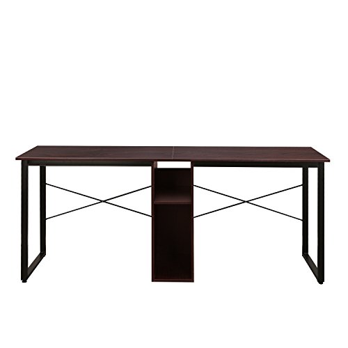 soges 2 Person Home Office Desk,78 inches Large Double Workstation Desk, Writing Desk for Two People, Craft Table with Storage, Walnut HZ011-200-WA