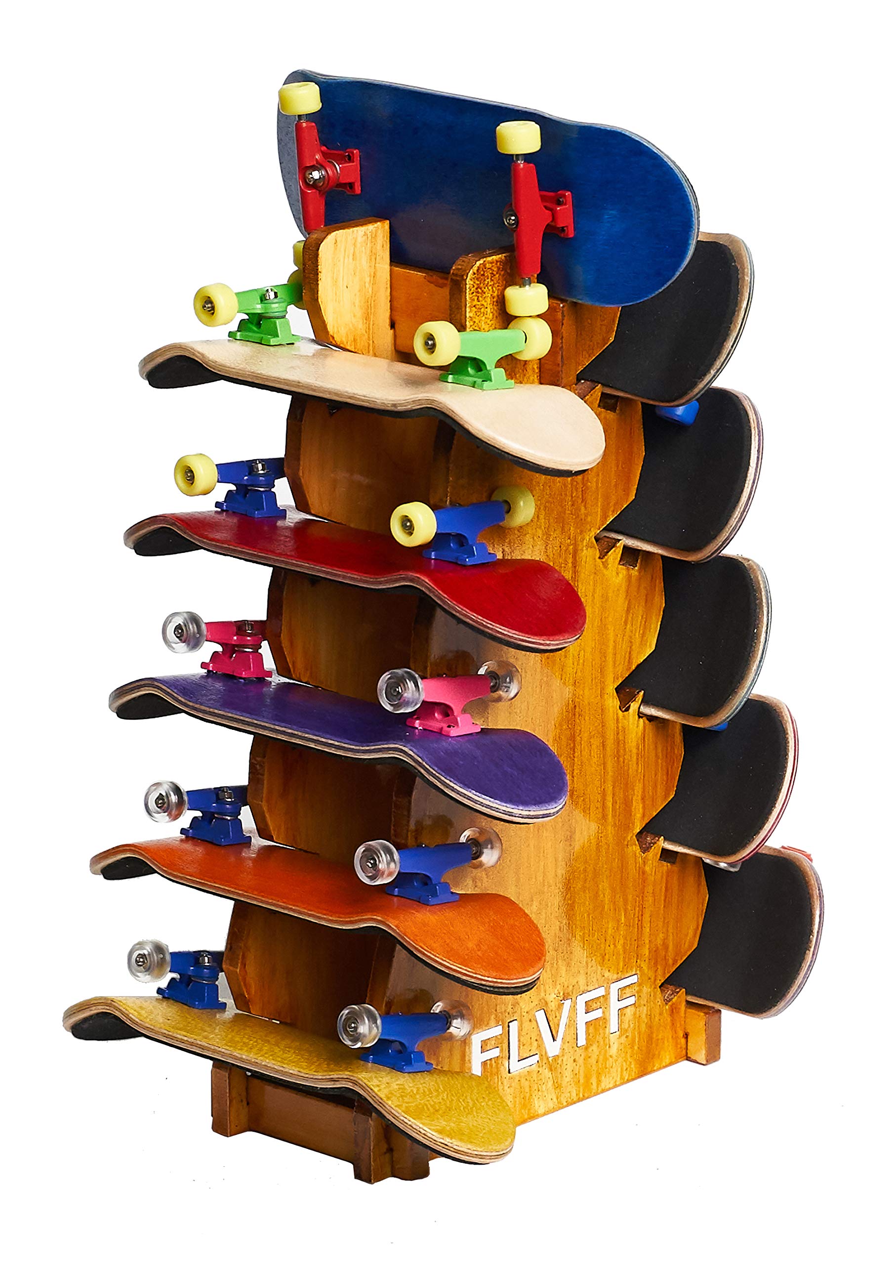 FLVFF Fingerboard Display Rack Storage Organizer Exhibit Finger Skate Rail ramps and Parks (RA1) (Brushed Light Brown)