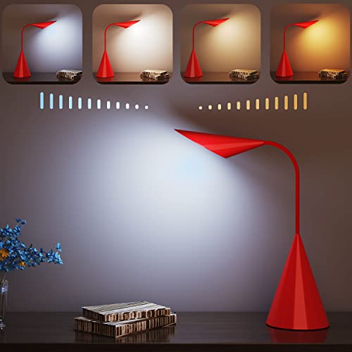 Anivia LED Desk Lamp for Bedroom, Table Lamp for Living Room for Reading & Working, Lamp with 4 Lighting Modes, Touch Lamp with Sensitive Control, Eye-Caring Office/Bedside Lamp (Red)