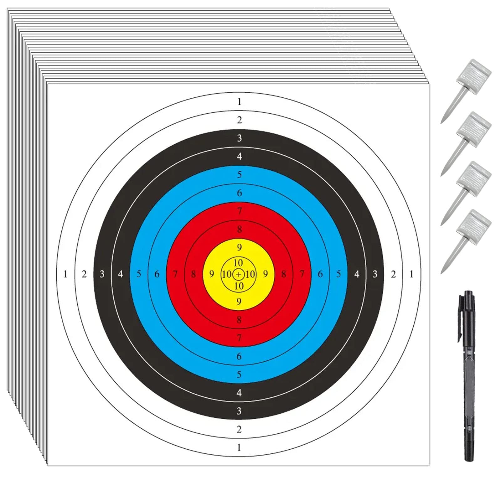 Archery Targets Paper for Backyard,Bow Arrow Targets for Hunting & Archery Targets,Target Practice Accessories(30pcs Standard Archery 16x16 in,10 Rings)