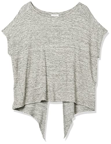 Amazon Brand - Daily Ritual Women's Supersoft Terry Dolman Short-Sleeve Tie-Back Shirt, Heather Grey Spacedye, X-Large