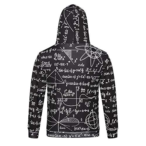 Cool Hoodies for Men, Thenlian Mens Autumn Winter 3D Math Formula Printing Long Sleeve Sweatershirt Top Blouse(Black, XL)
