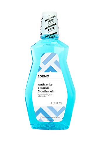 Amazon Brand - Solimo Anticavity Fluoride Mouthwash, Alcohol Free, Refreshing Mint, 1 Liter, 33.8 fl oz (Pack of 1)