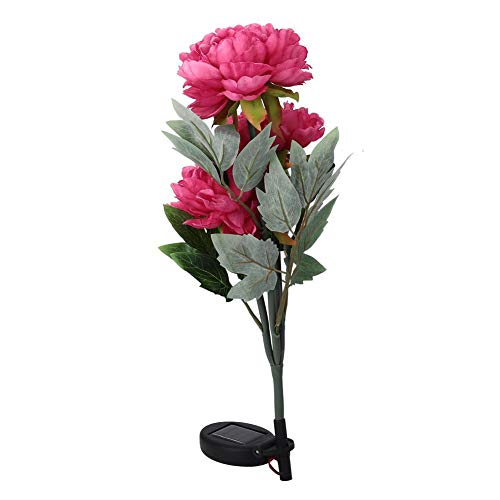 PBOHUZ Solar Flower Light - Solar Power LED 3 Heads Simulation Peony Rose Flower Light for Home Garden Lawn Decor