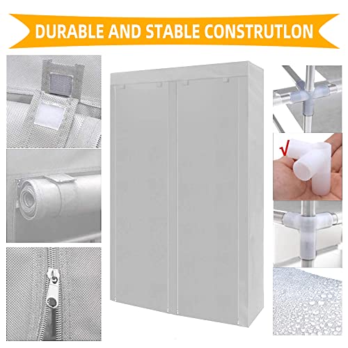 ERONE Shoe Rack Storage Organizer, 28 Pairs Portable Double Row with Nonwoven Fabric Cover Shoe Rack Cabinet for Closet