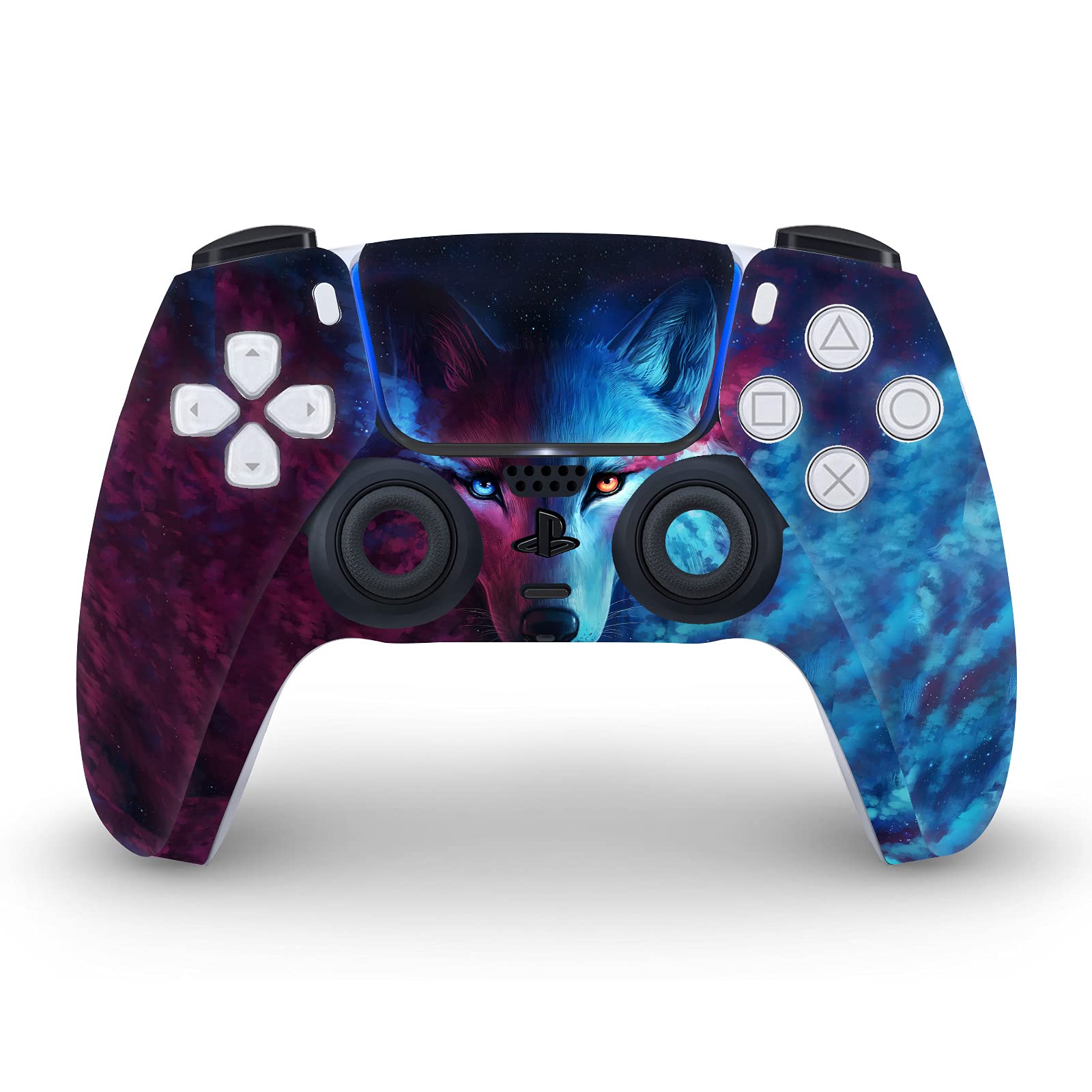 Head Case Designs Officially Licensed Jonas "JoJoesArt" Jödicke Wolf Galaxy Art Mix Vinyl Faceplate Gaming Skin Decal Compatible With Sony PlayStation 5 PS5 Disc Edition Console & DualSense Controller