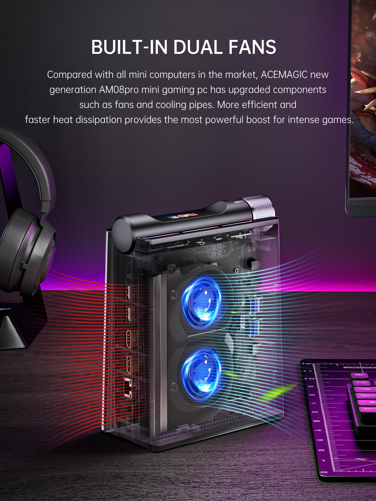 ACEMAGIC [Mini Gaming PC] Mini PC 32GB DDR5 1TB NVMe SSD, Mini Computers with Ryzen 9 6900HX+ AMD Radeon 680M, Support 4K Triple Screen,RGB Lights,WiFi6,BT5.2,Type C,up to 4.9Ghz, AM08PRO