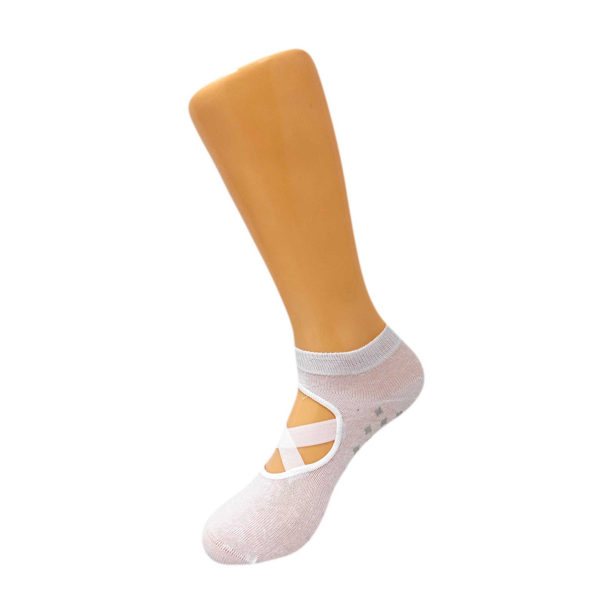 AWS/American Made White Pilates Yoga Socks with Grips for Women 3 Pairs Non-Slip Ideal for Barre Ballet Dance Workouts