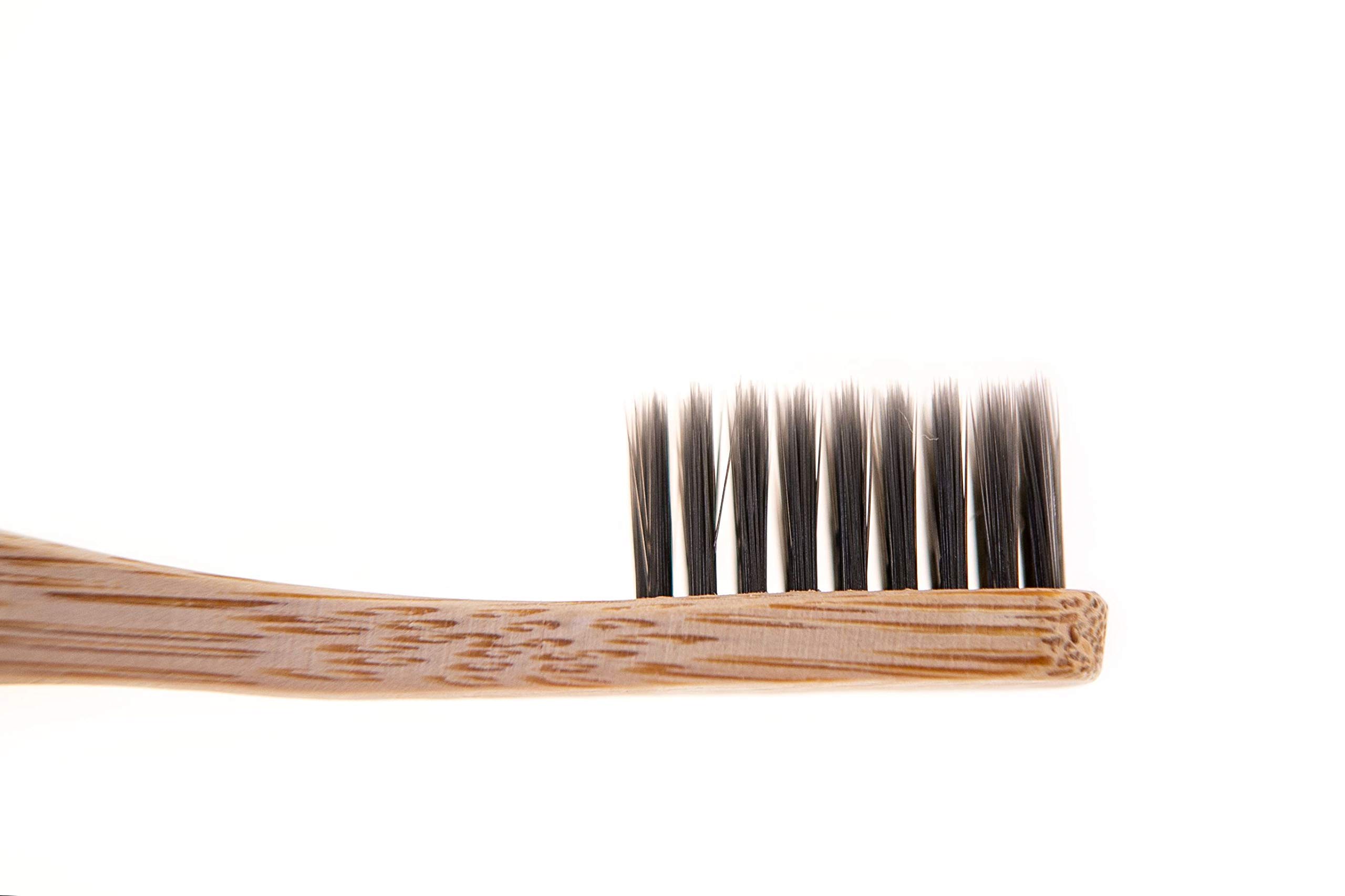 Knotty Brush Bamboo Toothbrush with Soft Bamboo Charcoal/Nylon Bristles - Natural, Eco-friendly, Plant-Based, Vegan - Adult Size - 4 Pack