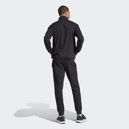 adidas mens Sportswear Basic 3-Stripes Fleece Track Suit Black X-Large