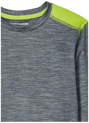 Amazon Essentials Toddler Boys' Active Performance Long-Sleeve T-Shirts, Pack of 2, 2-pack Blue/Grey Heather Colorblock, 4T