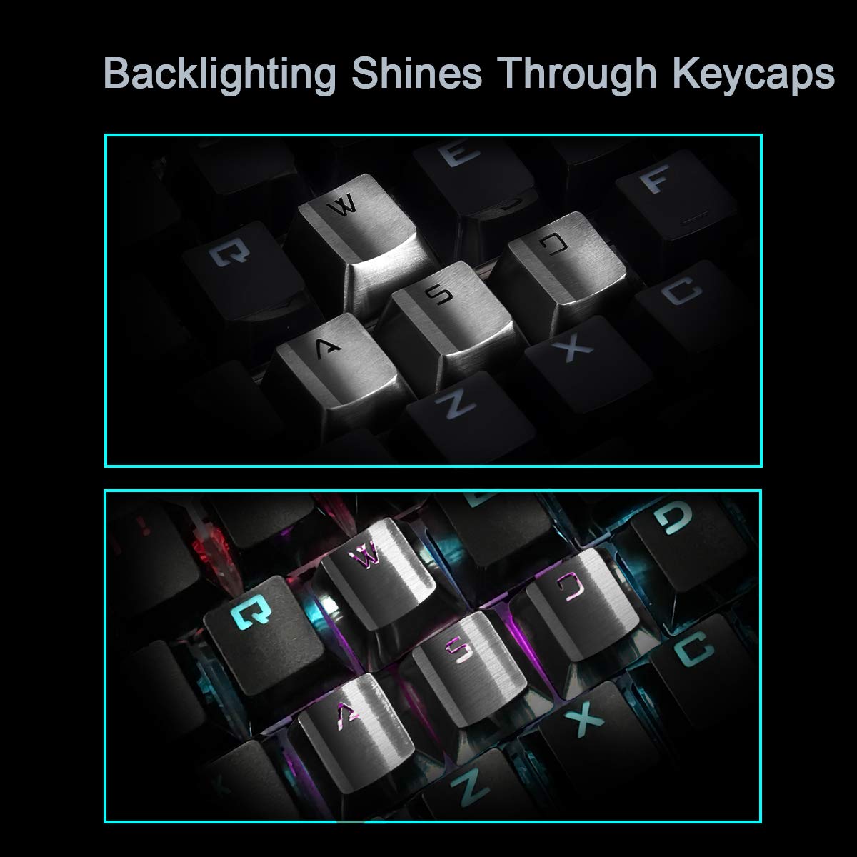 Fitlink FPS & MOBA Gaming Keycaps, Durable Stainless Steel Metal Keycap with Key Puller for Mechanical Keyboard Cherry Mx Switch (WASD+Direction Keys,Blue)