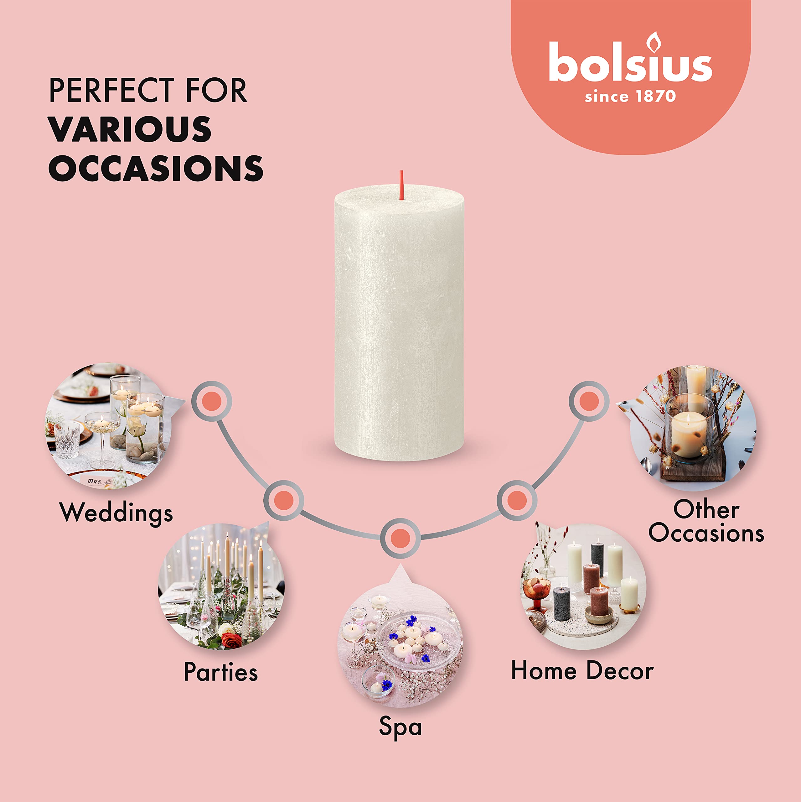 BOLSIUS 4 Pack Sandy Gray/Gold Sunset Rustic Metallic Pillar Candles - 2.75 X 5 Inches - Fine European Quality - Includes Natural Plant-Based Wax - Unscented Dripless Smokeless 60 Hour Candles