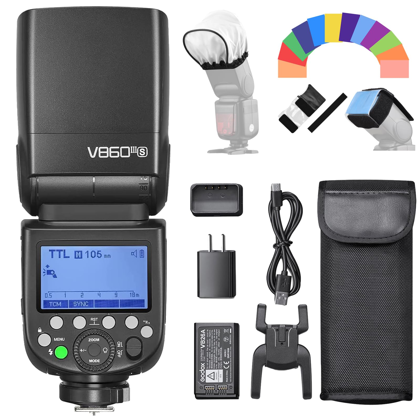 Godox V860III-S Camera Flash Light Wireless TTL Speedlite Modeling Light Transmitter/Receiver Manual/Auto Flash GN60 1/8000s HSS Built-in 2.4G Wireless X System Replacement for Sony Cameras
