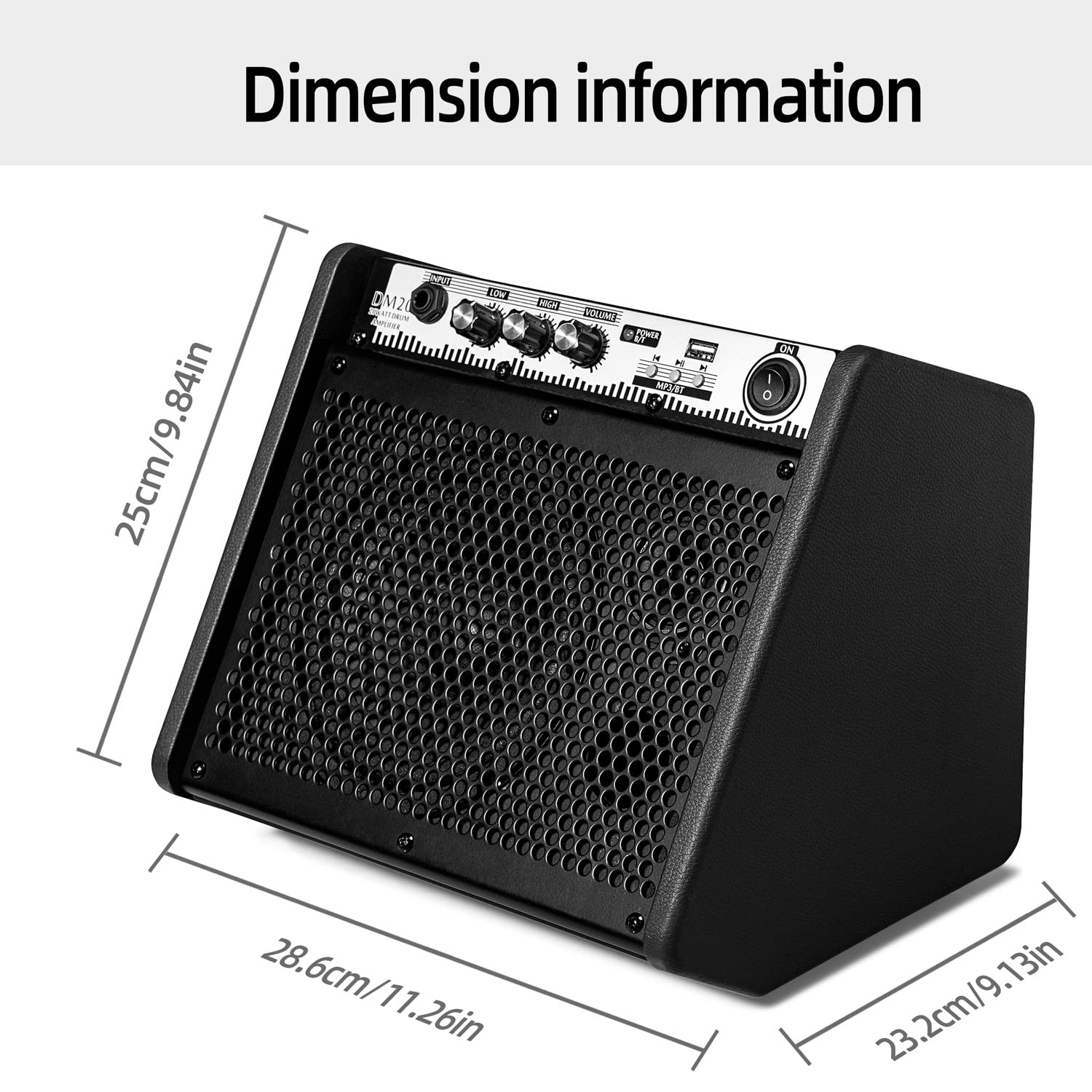 Coolmusic DM20 20W Bluetooth Personal Monitor Amplifier Electric Drum Amplifier Speaker,Keyboard Speaker with USB Interface(Including E-Drum Noise-Reduction Cable)