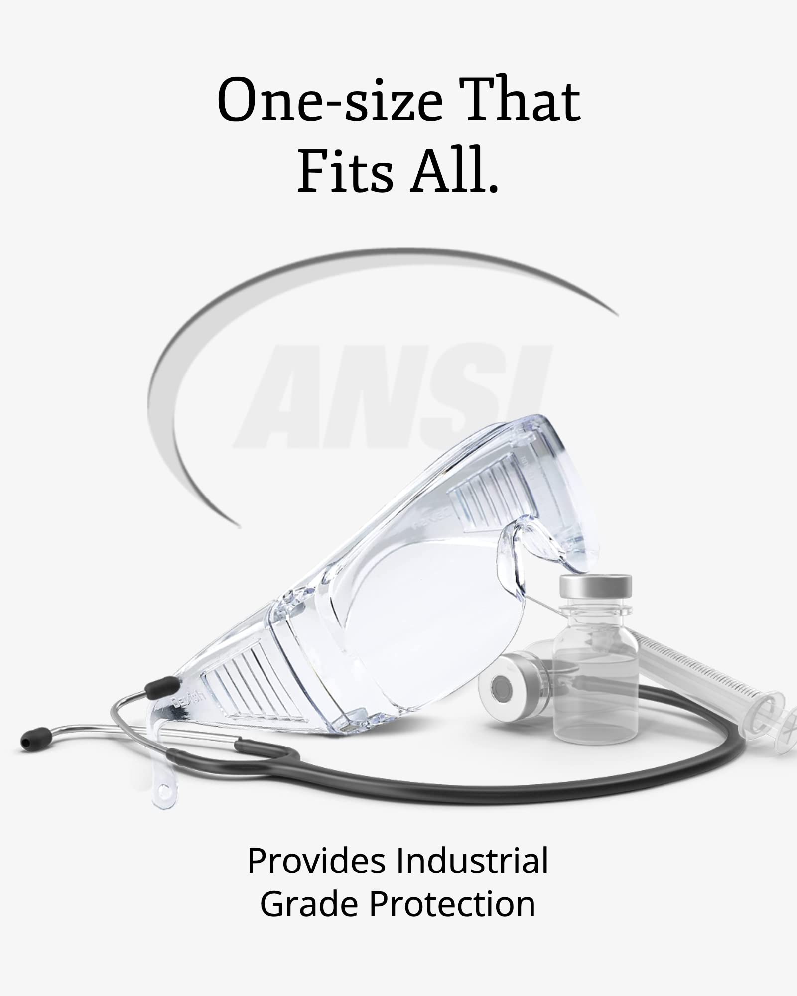 Aqulius 3 Bulk Pack Safety Glasses Over Eyeglasses (Anti-Fog & Scratch Resistant) Crystal Clear Eye Protection - OTG Safety Goggles