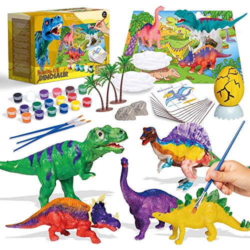 flashbluer Kids Arts and Crafts Painting Kit Dinosaur Toys Kids Art Supplies-Create Your Dino World Painting Toys Christmas Birthday Gifts for 3-12 Years Old Boys and Girls