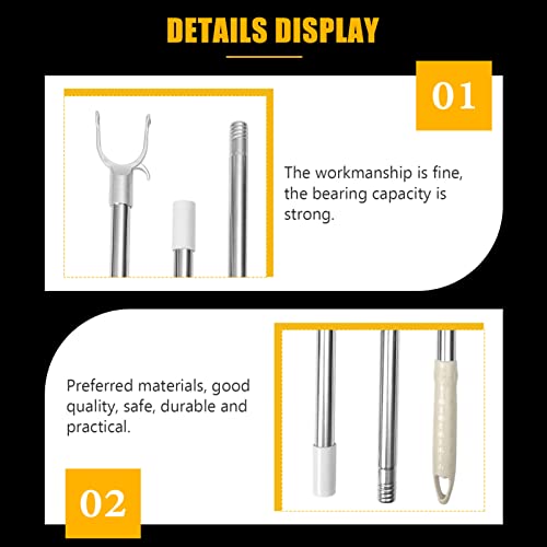 DOITOOL Long Reach Closet Pole with Hook for Reaching, Telescoping Closet Pole Extending Closet Hook Pole, Adjustable Long Reach Stick for Closet, Ceiling, Shelf ( 37.73 inch )