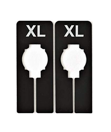 NAHANCO QSDBWKIT2, Black Rectangular Clothing Size Dividers with White Print for XS-XL, Kit of 25 (5 Sizes of 5 Each)