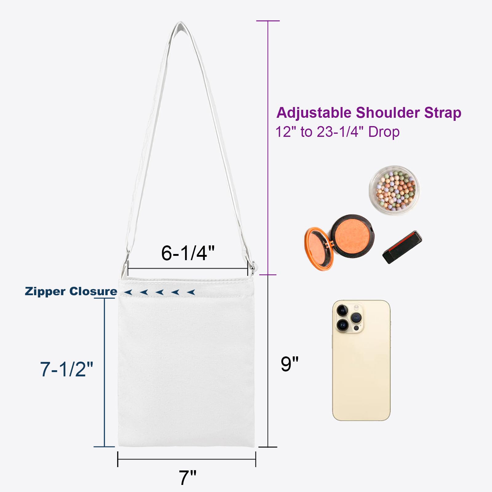 Muka Custom Small Crossbody Shoulder Bag with Logo, 7 x 9 Inch Canvas Zipper Handbags, Black Pet Photo Bag