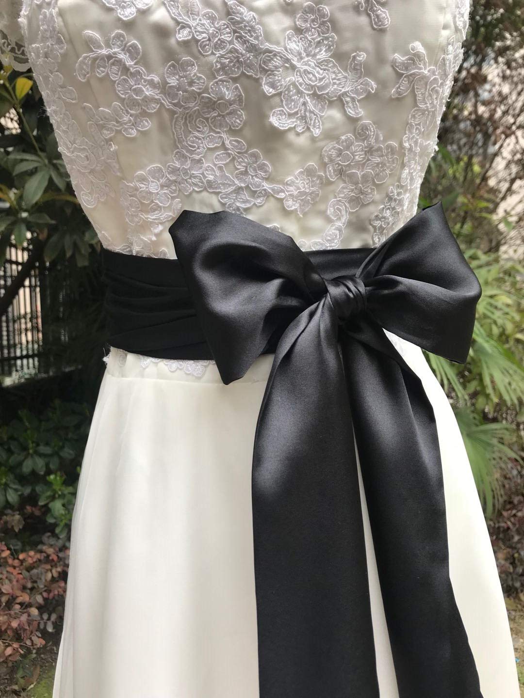 AIMECHA Special Occasion Dress Sash Wedding Sash Bridal Belts 4'' Wide Double Side (Black)