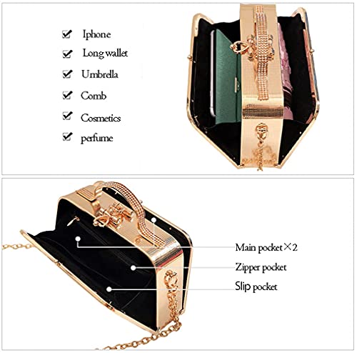 Gold Evening Bag for Women, Flower Wedding Evening Clutch Purse Bride Floral Clutch Bag