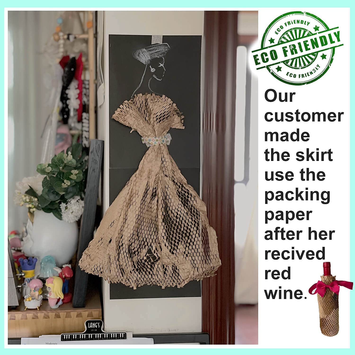 AlexHome Honeycomb Packing Paper,15" W x 200' L,Eco Friendly Biodegradable Bubble Cushioning Wrap,Honeycomb Wrapping Paper,Recyclable Cushioning Packing Material,Packing Paper Roll, Packing Supplies
