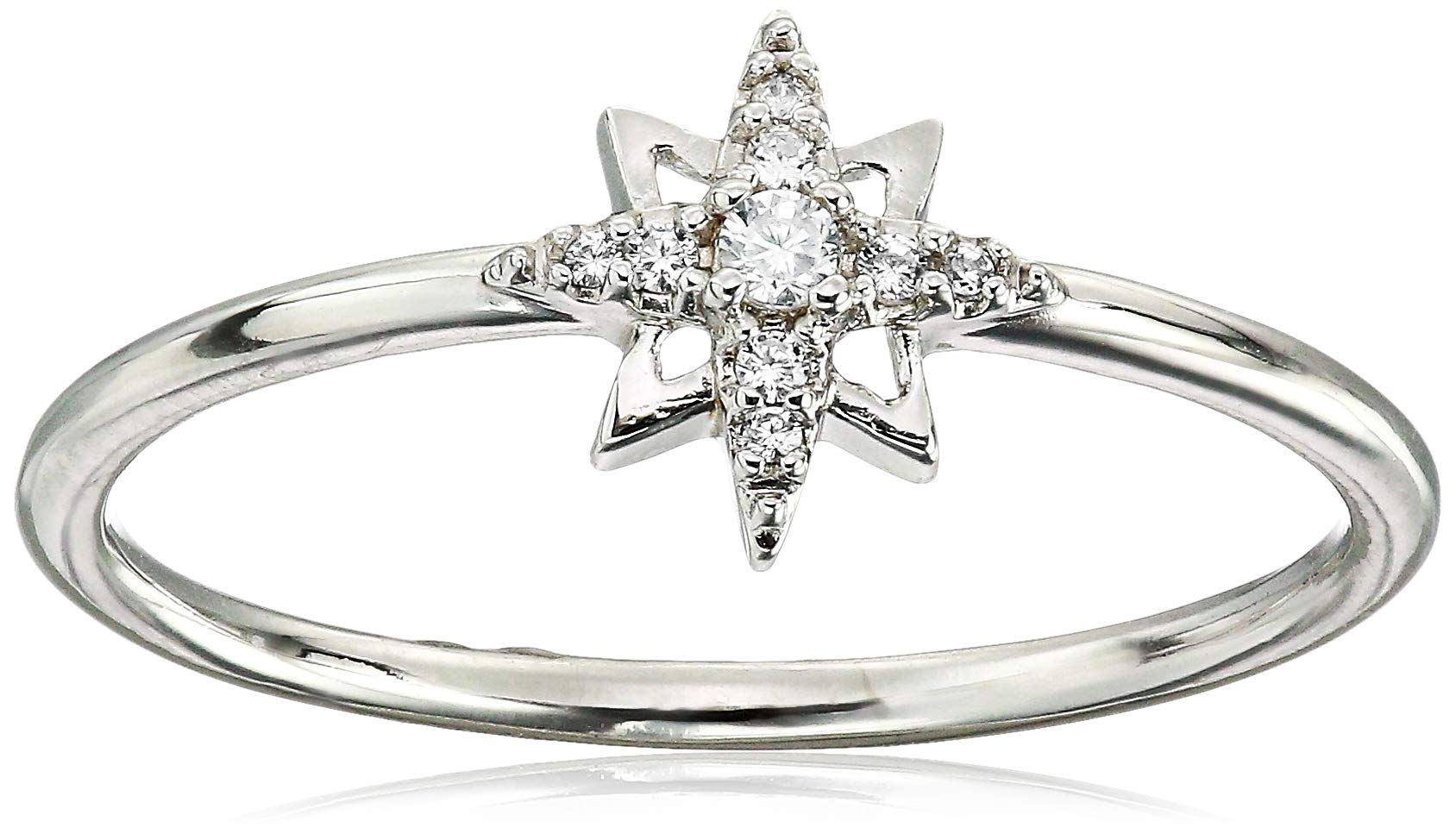 Amazon Essentials Rhodium Over Sterling Silver Cubic Zirconia Open-Space Adjustable Fashion Stackable Ring, Size 7, (previously Amazon Collection)