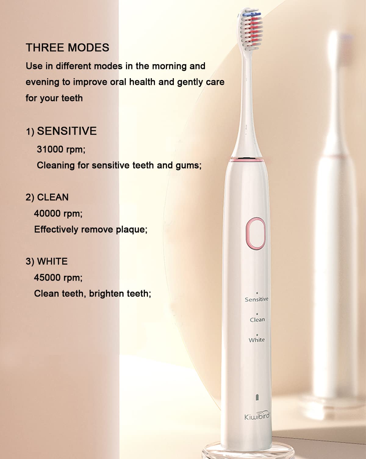 corpereal Portable Rechargeable 3 Mode Sonic Electric Toothbrush