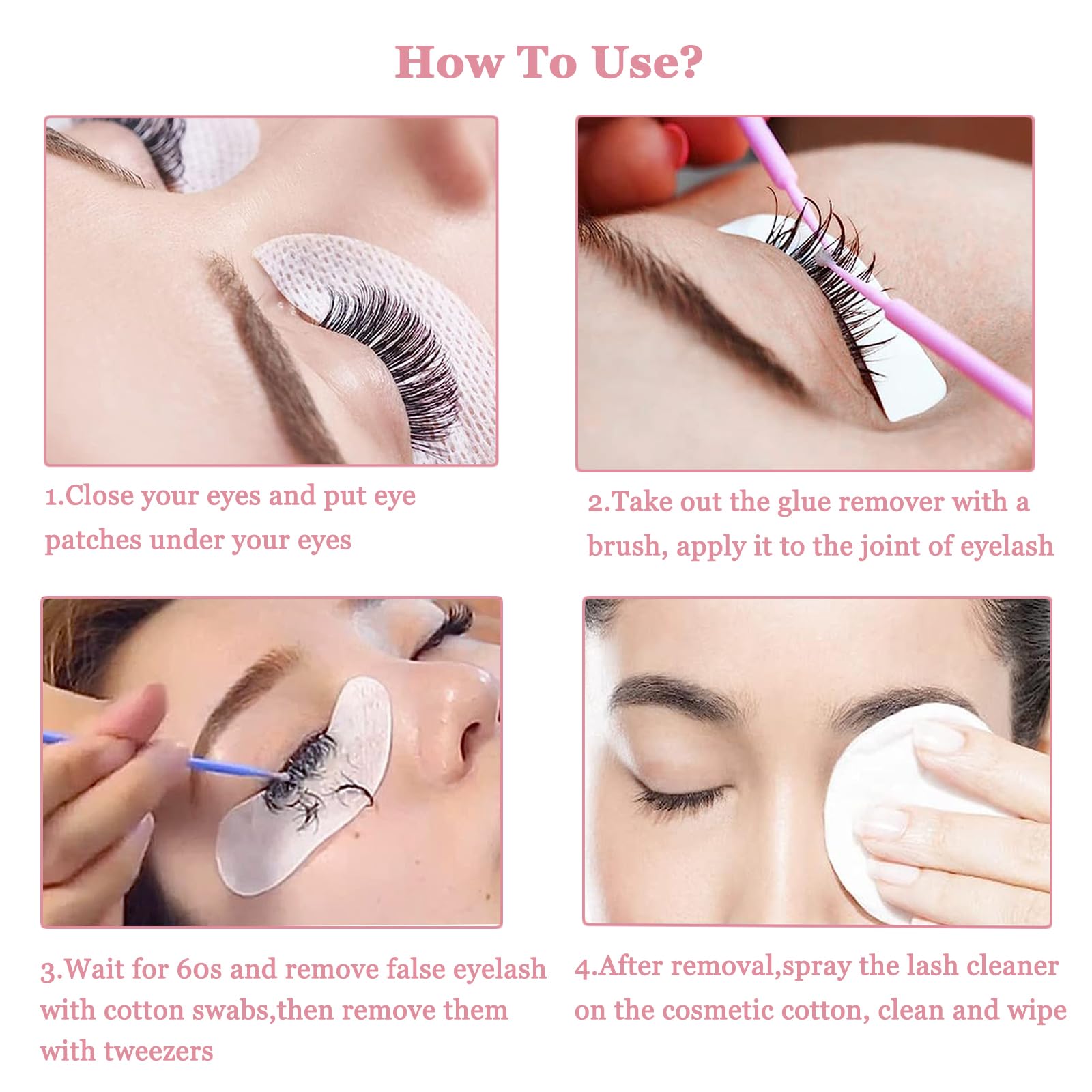 AREMOD Eyelash Extension Remover Kits, 5g False Eyelash Glue Remover Cream Disposable Microbrush Mascara Wands Eyelashes Patch Sticker for False Lash Remover for Lash Extensions