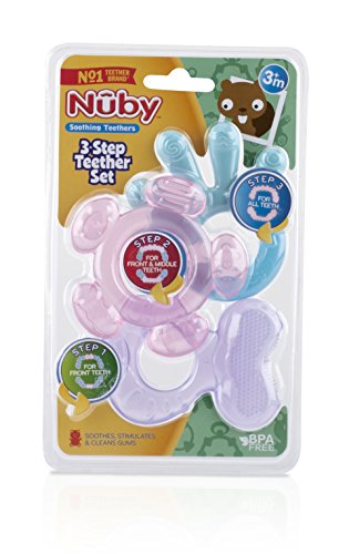 Nuby 3 Step Soothing Teether 3 Piece Set, BPA Free - Assorted Color